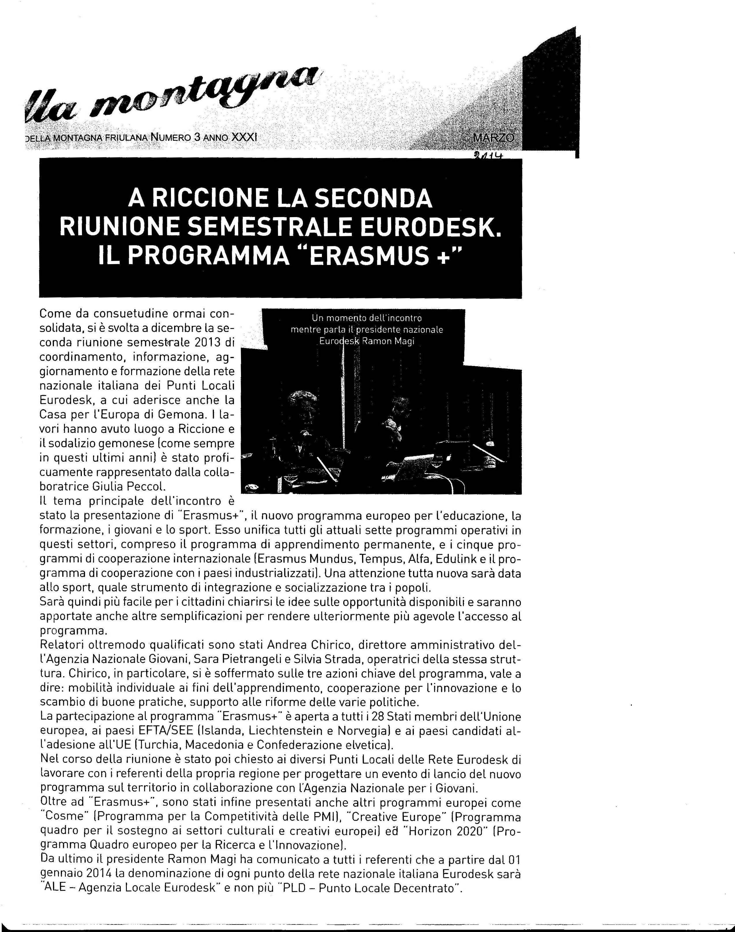 Anno 2014 : Casa per l'Europa di Gemona